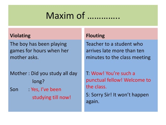 Flouting and violating maxims | PPTX