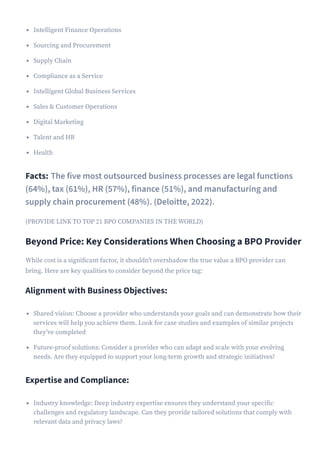 Business Process Outsourcing (BPO): Everything You Need To Know | PDF