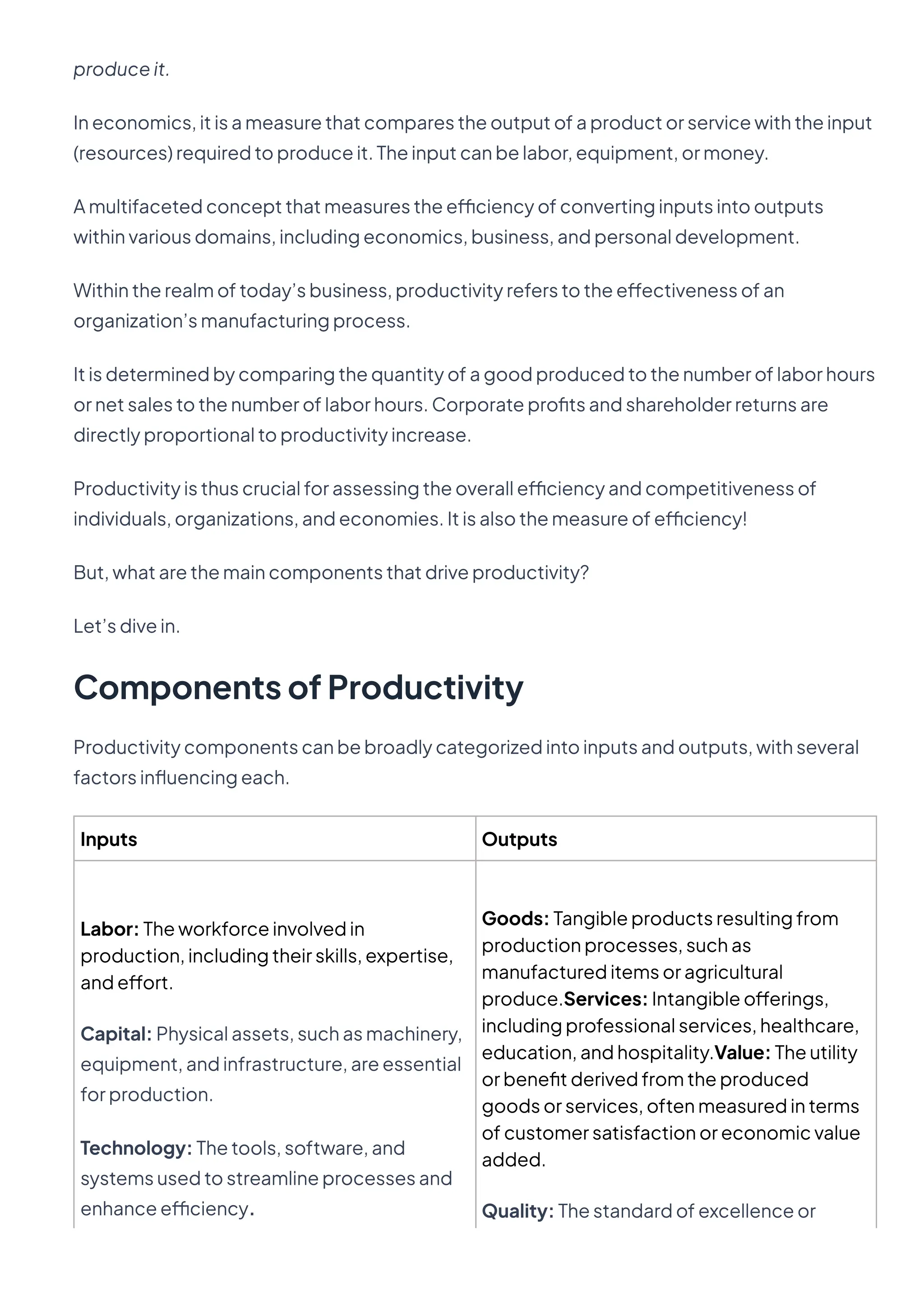 What Are The Different Types Of Productivity? | PDF