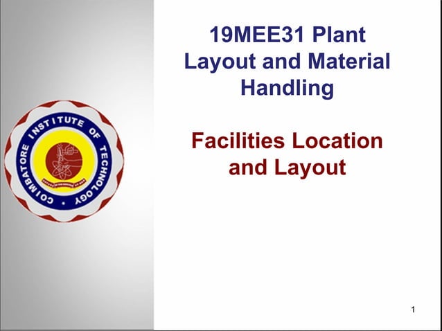 Plant layout and material handling sysytem | PPT