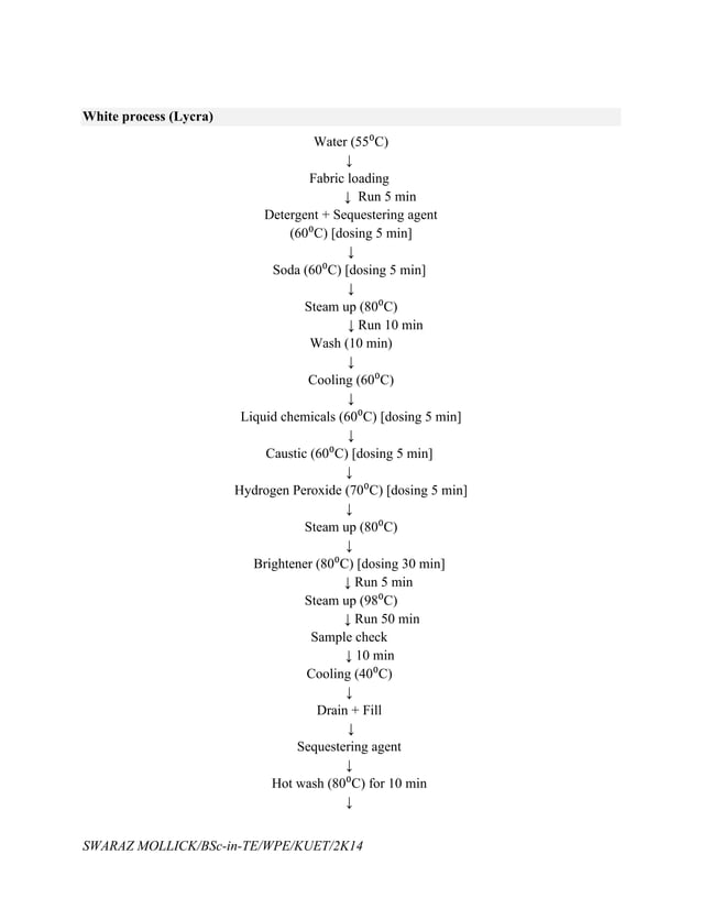 Flow chart for dyeing of different types of fabric and shade including ...