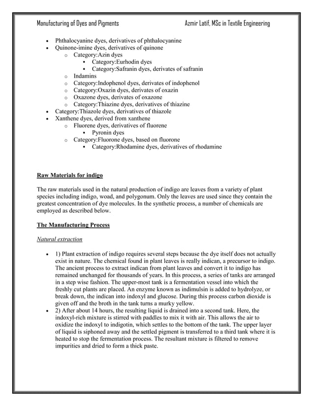 Flow chart of manufacturing of dyes | PDF | Chemistry | Science