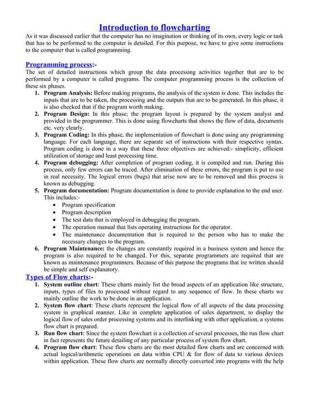 Flow charts | DOC | Programming Languages | Computing