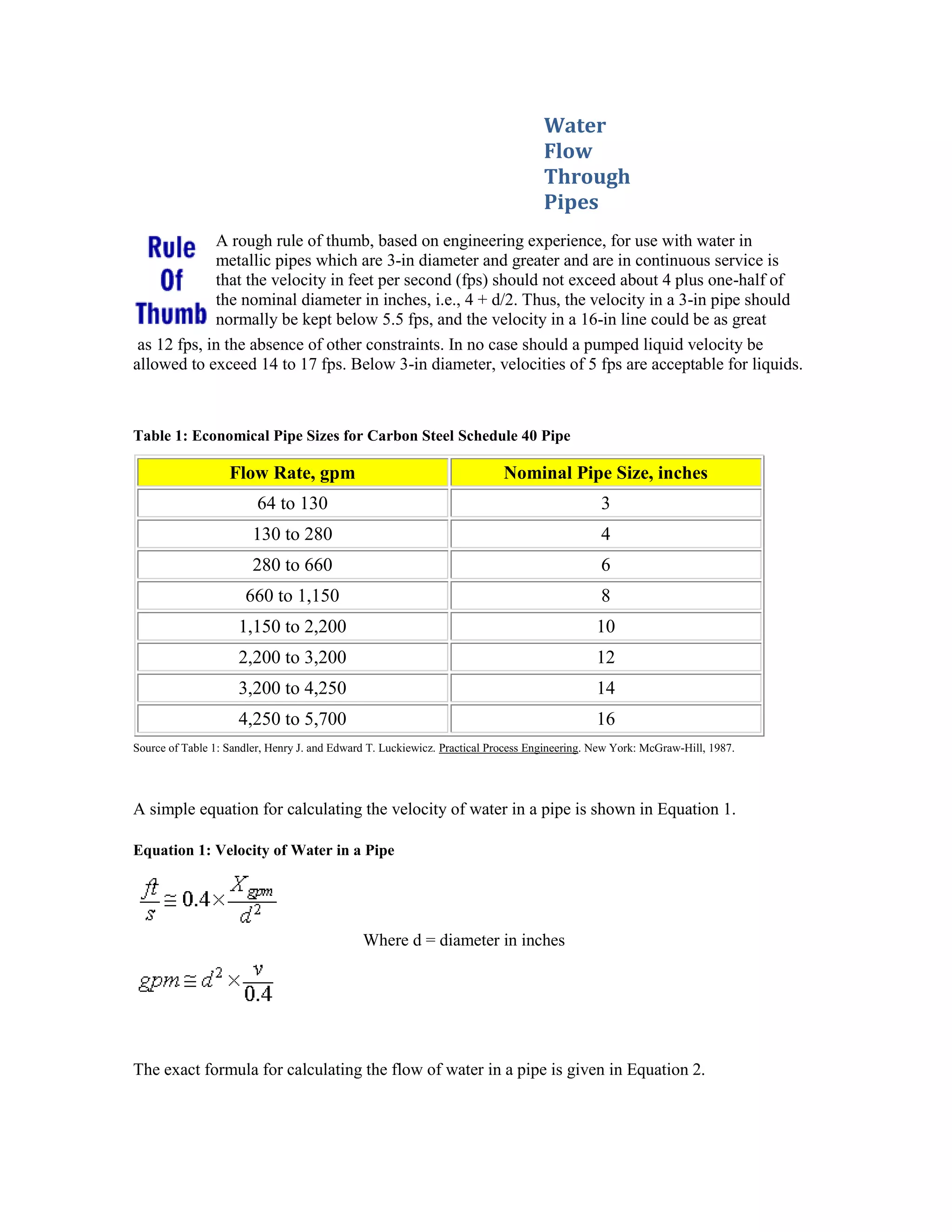 Flow charts for pipes | DOCX