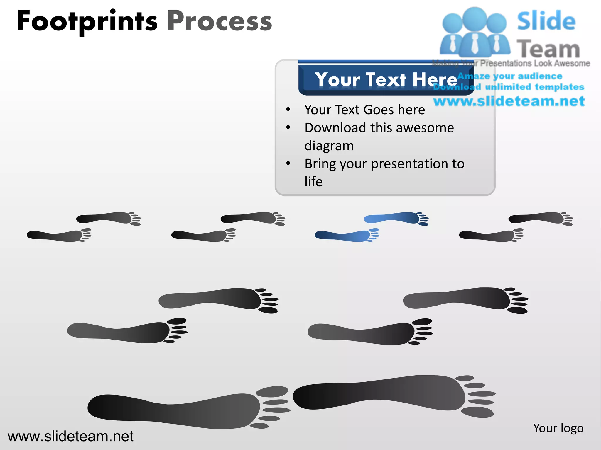 Flowchart using footprints process powerpoint ppt templates. | PDF