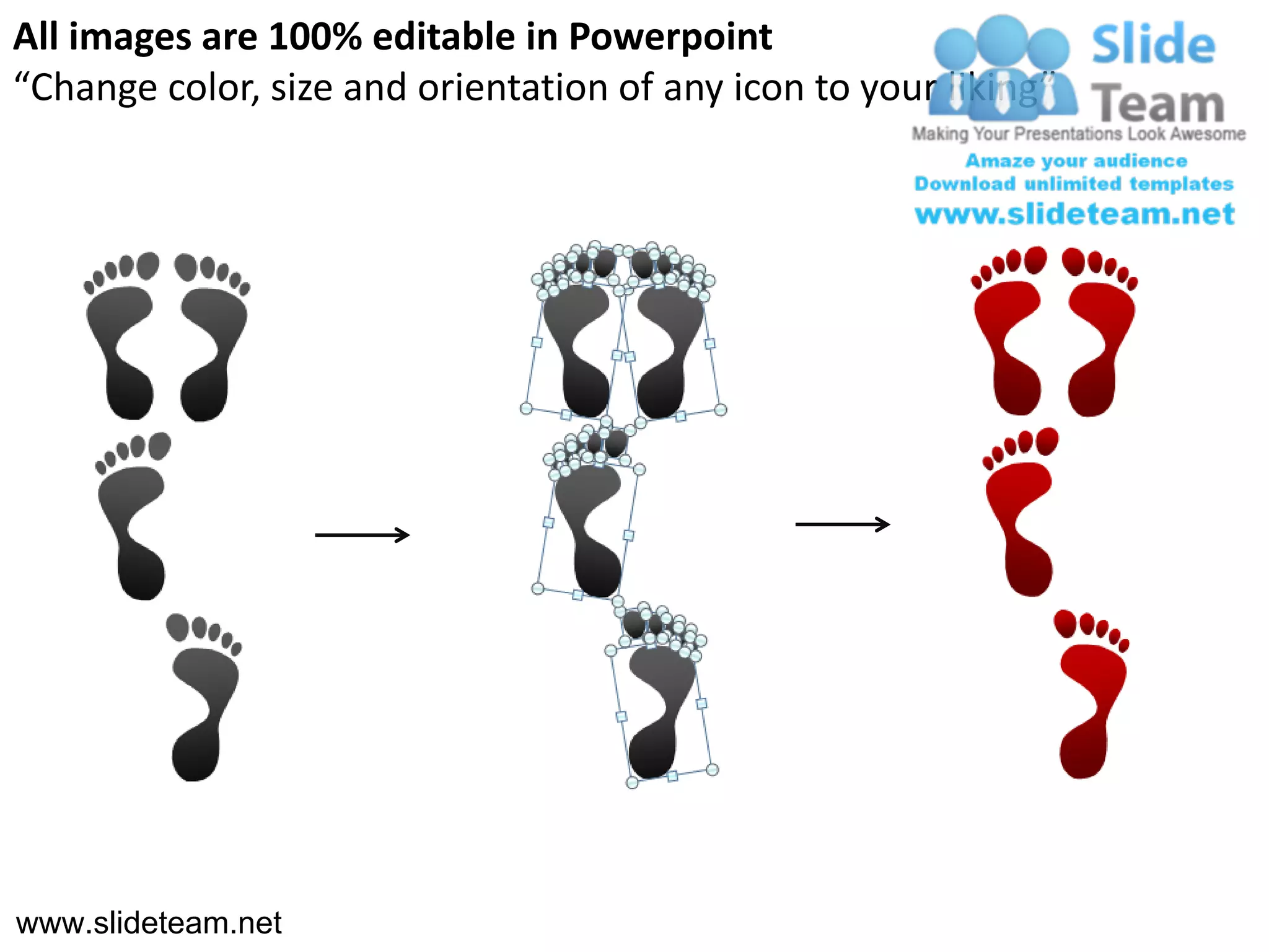Flowchart using footprints process powerpoint ppt templates. | PDF