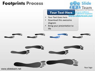Flowchart using footprints strategy powerpoint ppt templates. | PPT