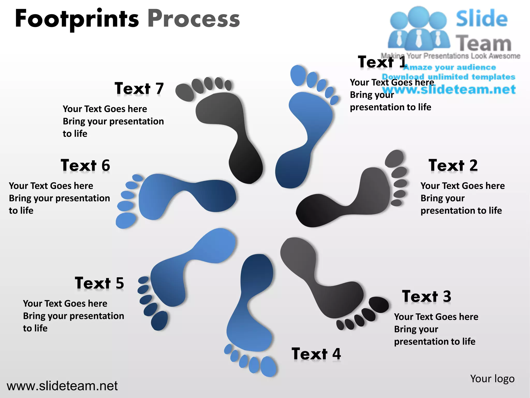 Flowchart using footprints strategy powerpoint presentation slides. | PDF