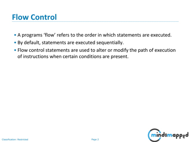 Session 07 - Flow Control Statements | PPTX