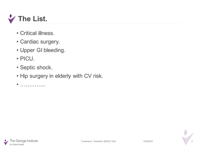 When to Transfuse in Acute Brain Injury: Oli Flower & Simon Finfer | PPT