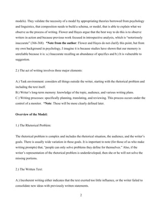 Flower and Hayes: Cognitive Process Theory of writing | DOC