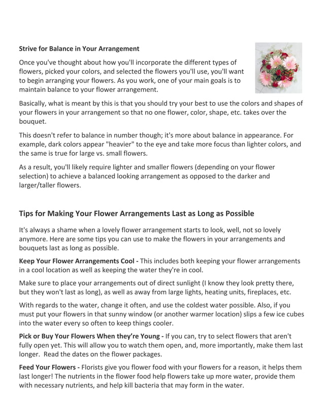 Flower Arranging Handout | PDF | Gardening | Home & Garden