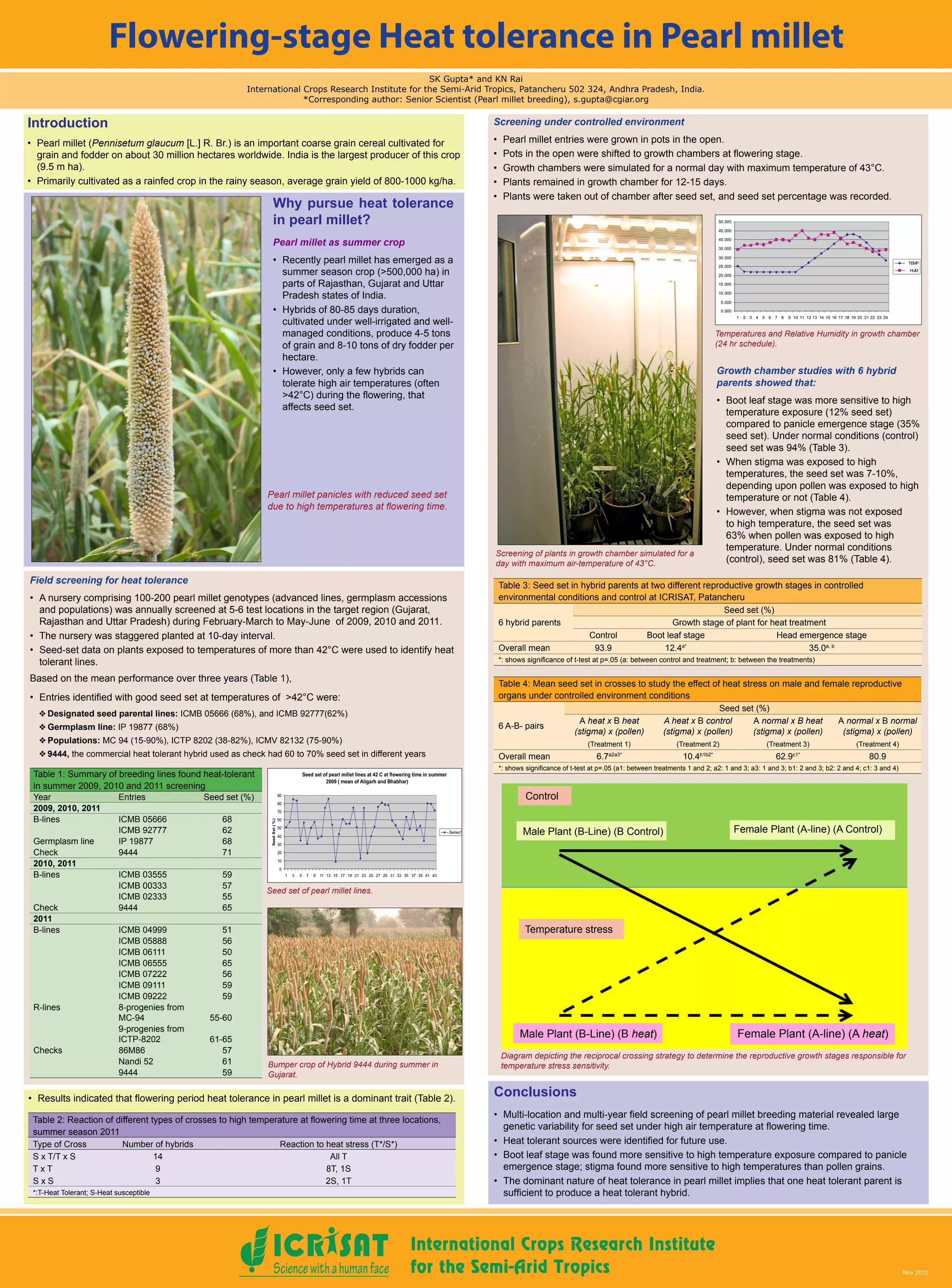 Flowering-stage heat tolerance in pearl millet | PDF