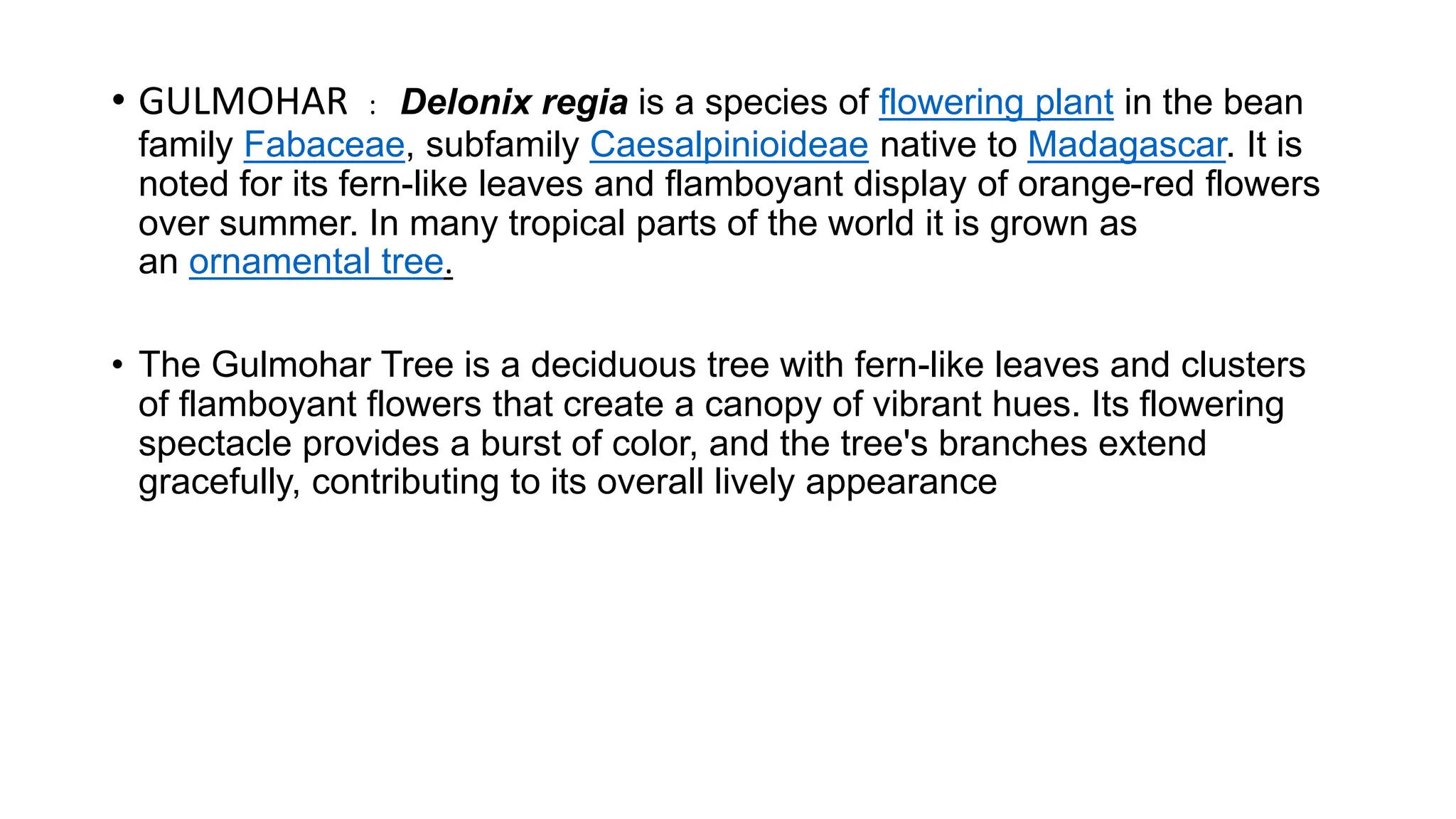 FLOWERING SHADE TREE.CHAMPA,GULMOHAR ,AMALTASH PLANTS | PPTX