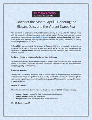 Celebrate April with Daisy and Sweet Pea – Flowers of the Month | PDF
