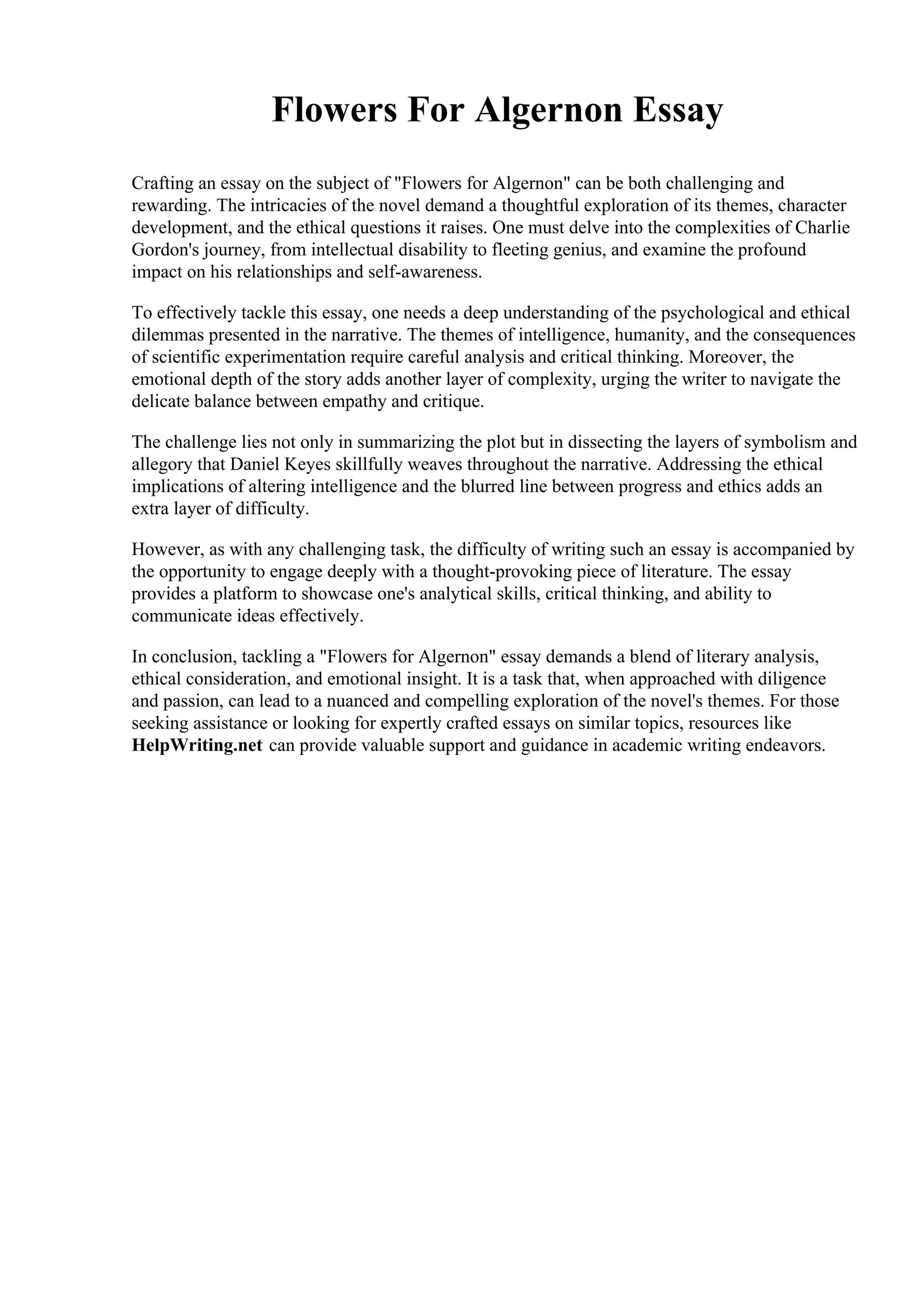 Flowers For Algernon Essay.pdf