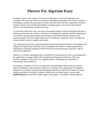 Flowers For Algernon Essay.pdf
