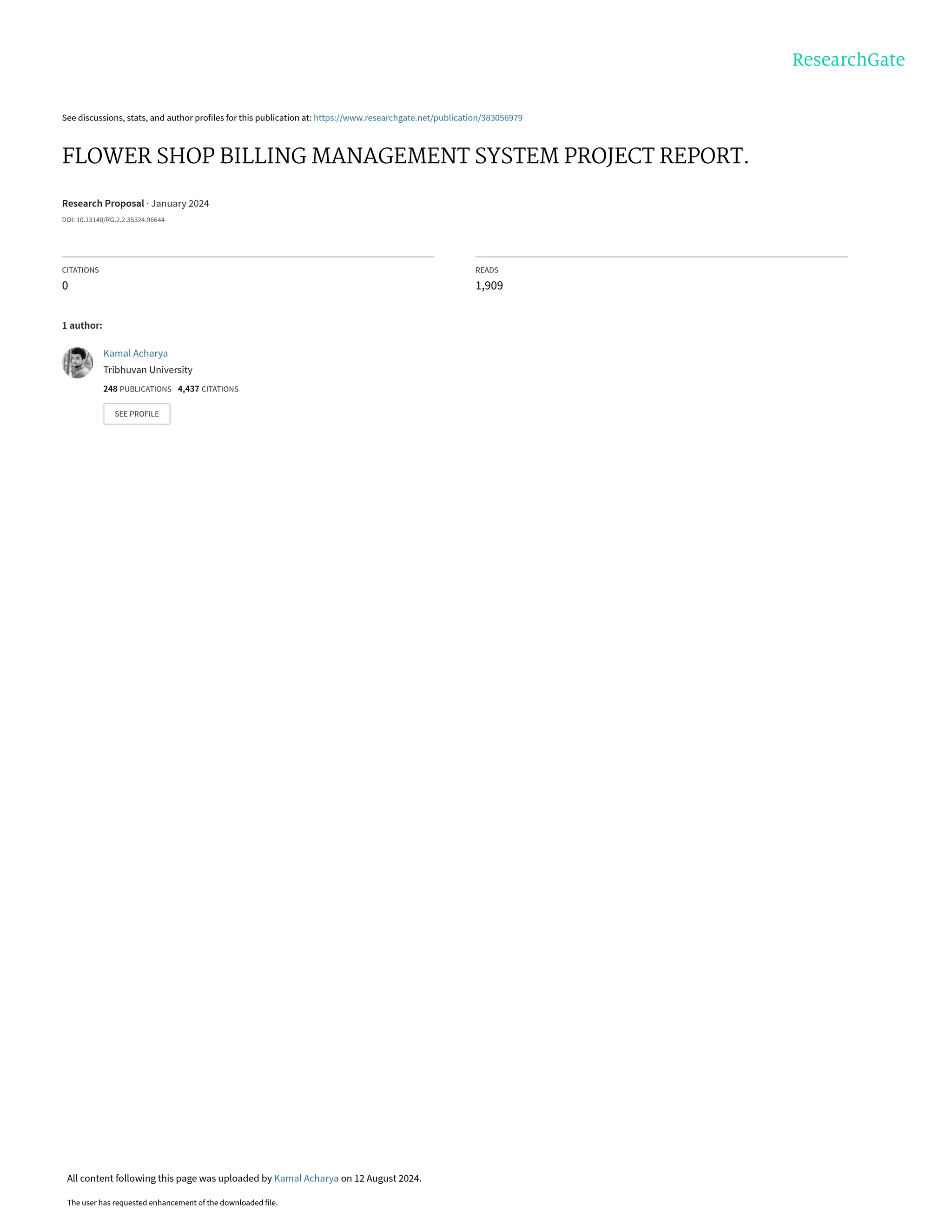 FLOWER SHOP BILLING MANAGEMENT SYSTEM PROJECT REPORT | PDF