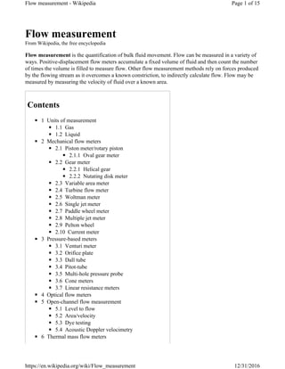 Flow Measurement-water engineering students | PDF