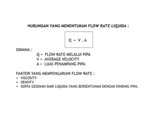 ALIRAN FLUIDA (FLOW RATE) DITENTUKAN DENGAN MENGUKUR KECEPATAN FLUIDA ...