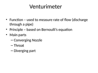Flow measurement - Applications of Bernoulli's equation | PPTX