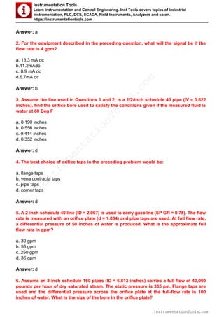 Flow measurement MCQ | PDF