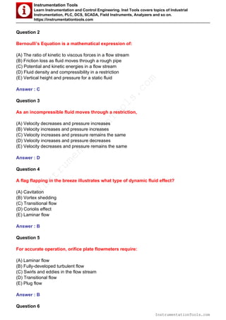 Flow measurement questions | PDF