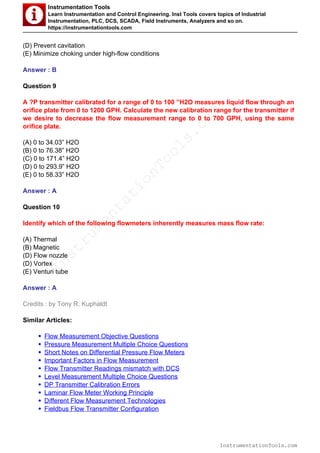 Flow measurement questions | PDF