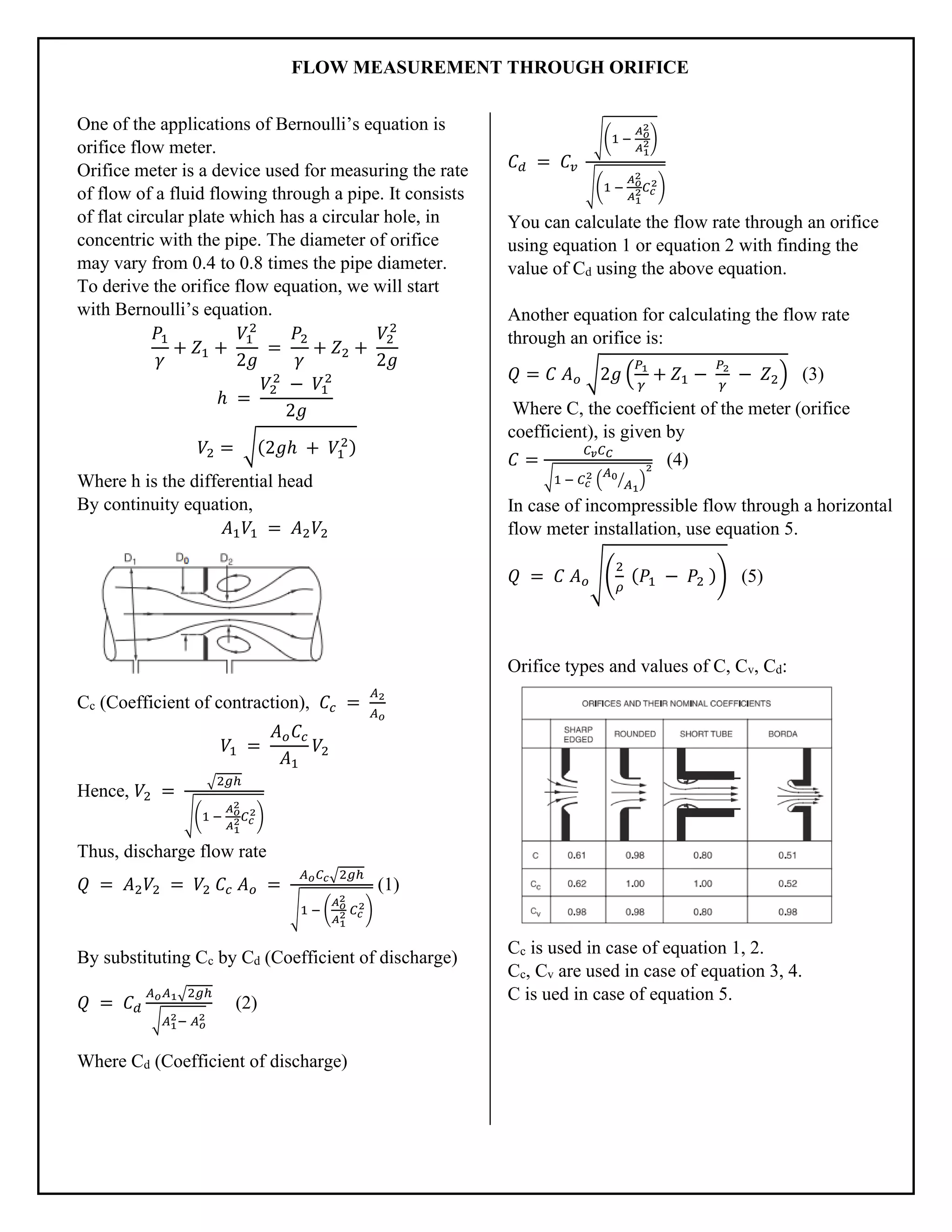 Flow measurement through orifice | PDF