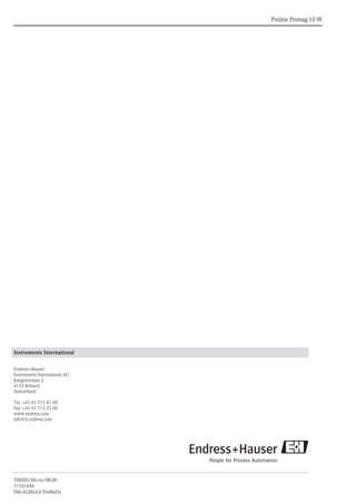 Flowmeter Promag 10W-Electromagnetic-Water and Waste Water | PDF