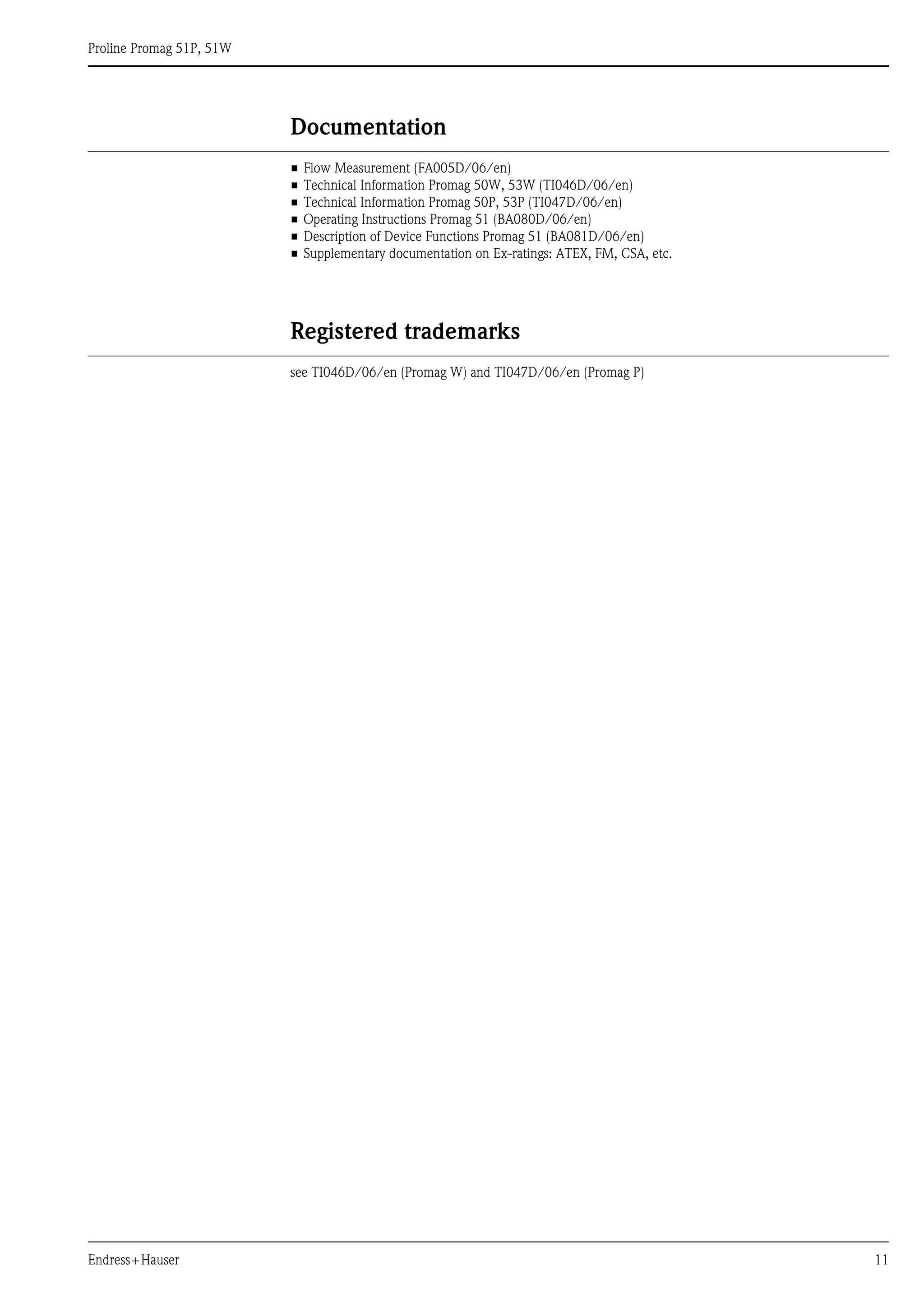 Flowmeter Promag 51W, 51P-Electromagnetic-Cold Water | PDF