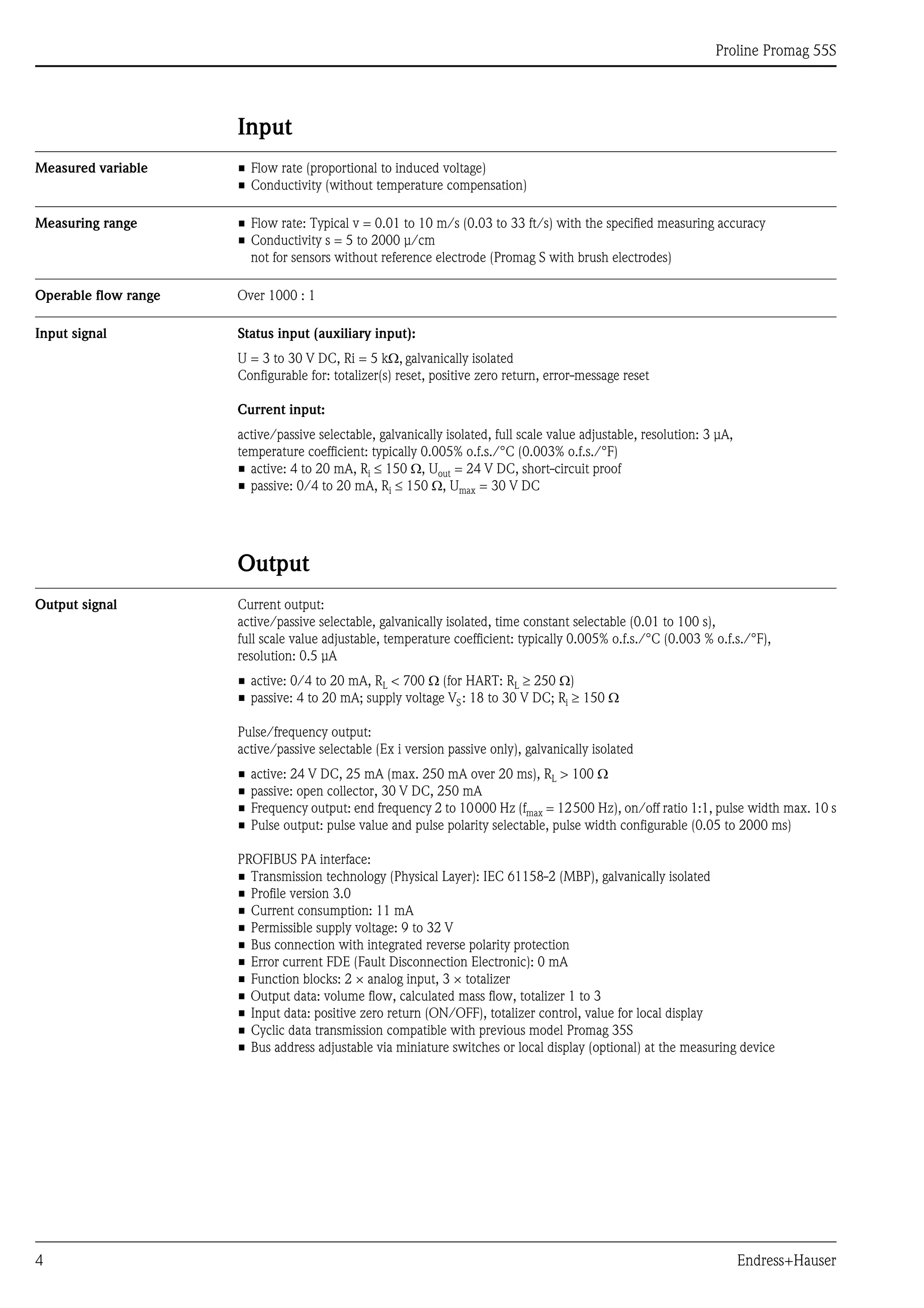 Flowmeter Promag 55S-Electromagnetic-Endress Hauser | PDF