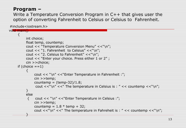 Flow of control c++ | PPT | Programming Languages | Computing