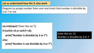 FLOWOFCONTROL-IF..ELSE PYTHON | PPT