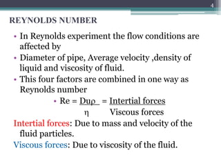 Flow of fluids- Reynolds number, Bernoullis theorem | PPTX