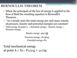 Flow of fluids- Reynolds number, Bernoullis theorem | PPTX