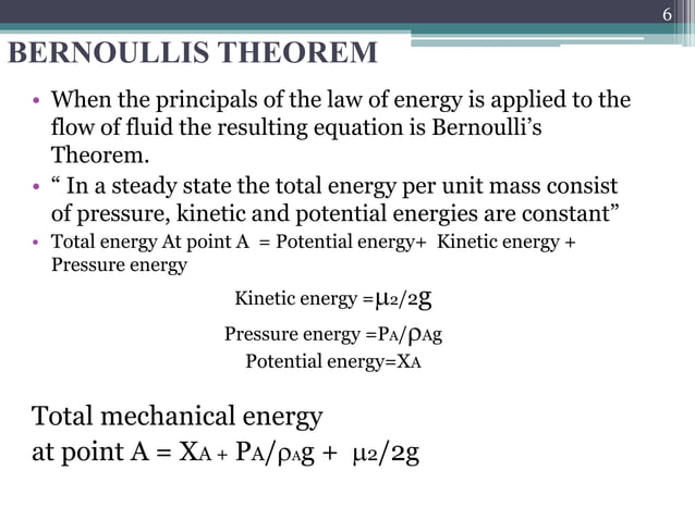 Flow of fluids- Reynolds number, Bernoullis theorem | PPTX