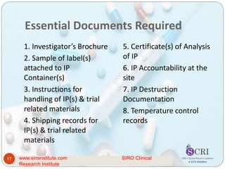 Flow of IP From Manufacturing Facility To Patient in Clinical Trials I ...
