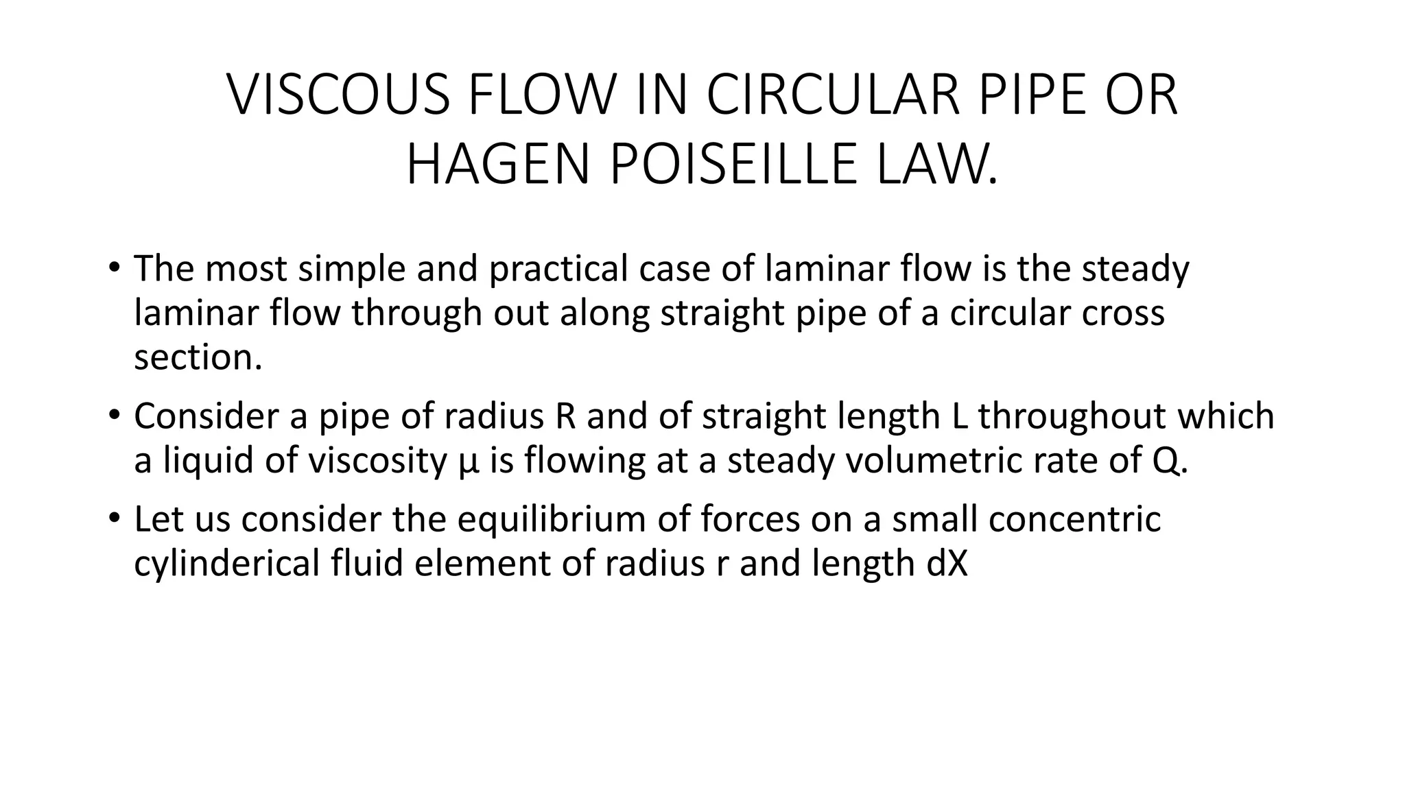 Flow of viscous fluid through circular pipe | PPTX
