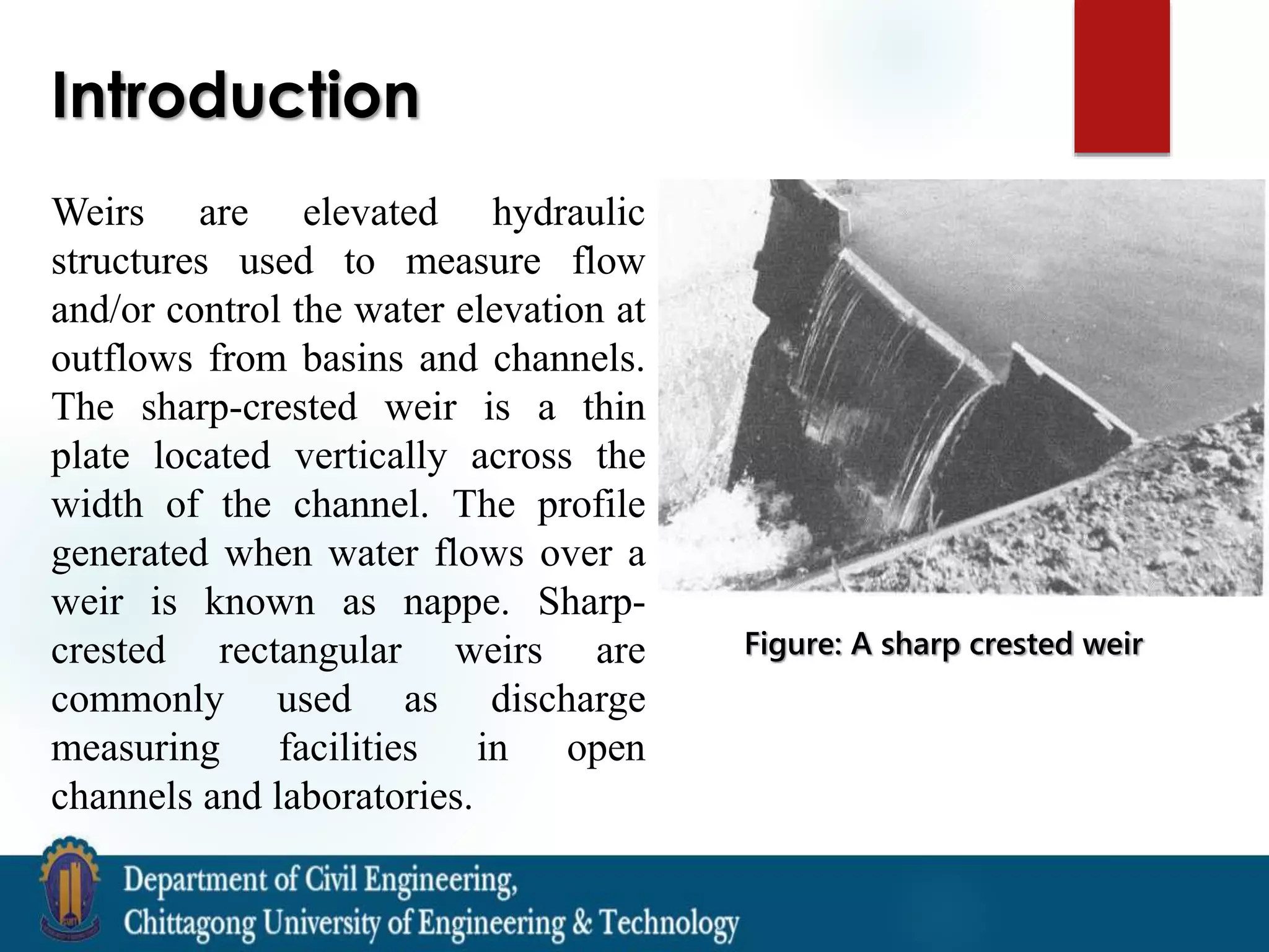 Flow Over A Sharp Crested Weir Experiment | PPTX