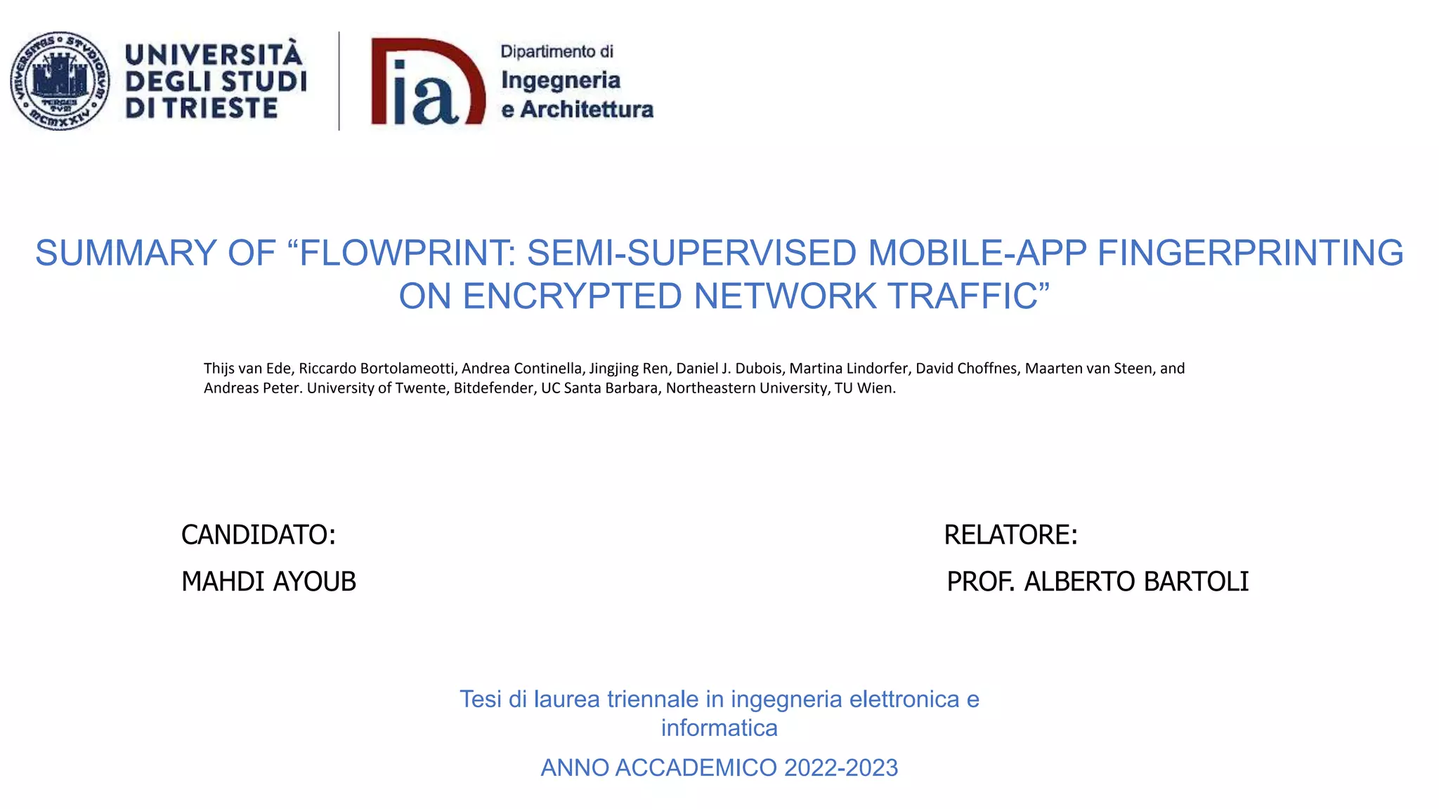 FLOWPRINT: Semi-Supervised Mobile-App Fingerprinting on Encrypted Network Traffic.pptx