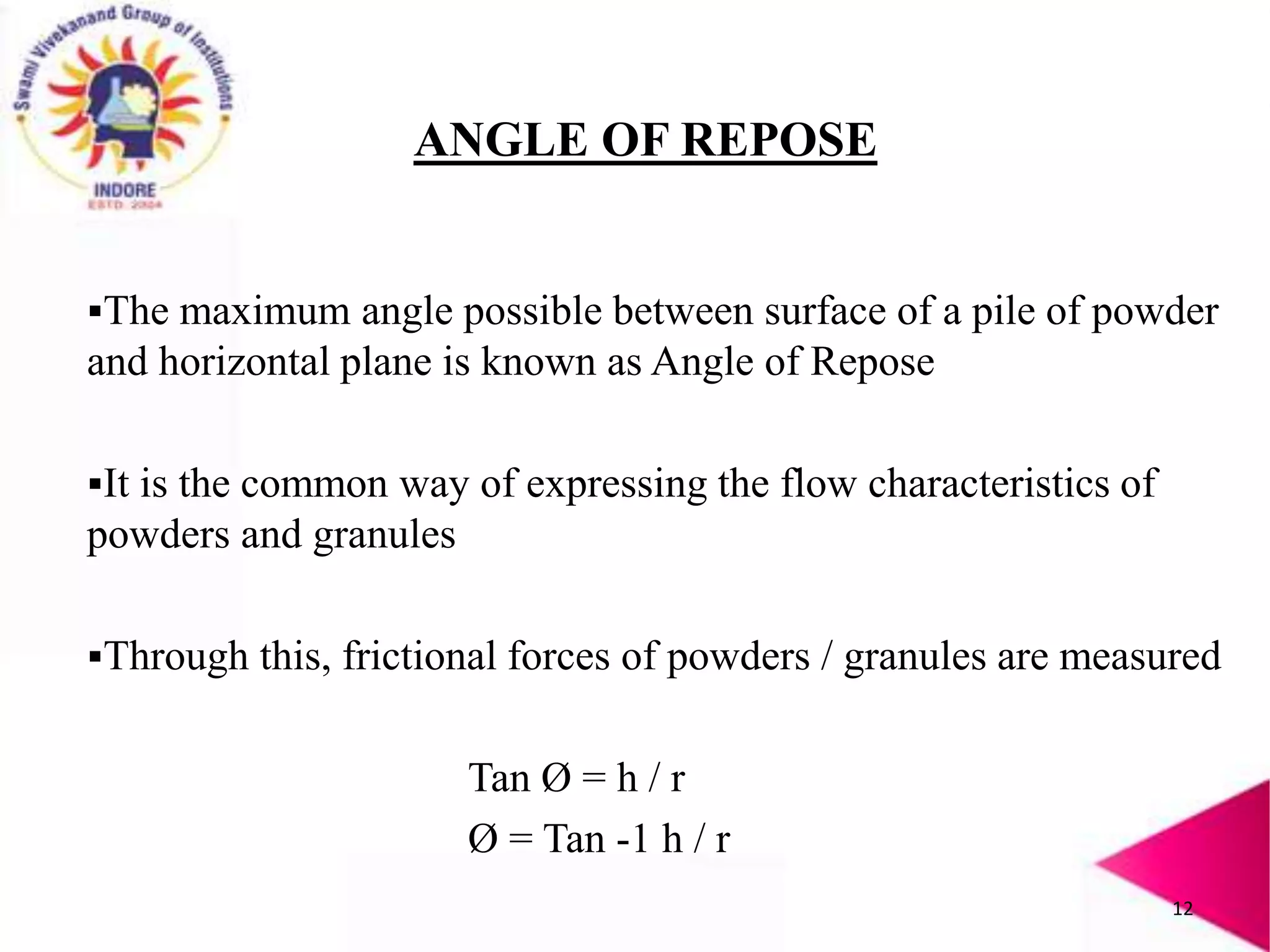 Pharmacy#Flow properties of powders#Physical pharmaceutics | PPTX