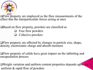 Pharmacy#Flow properties of powders#Physical pharmaceutics | PPTX