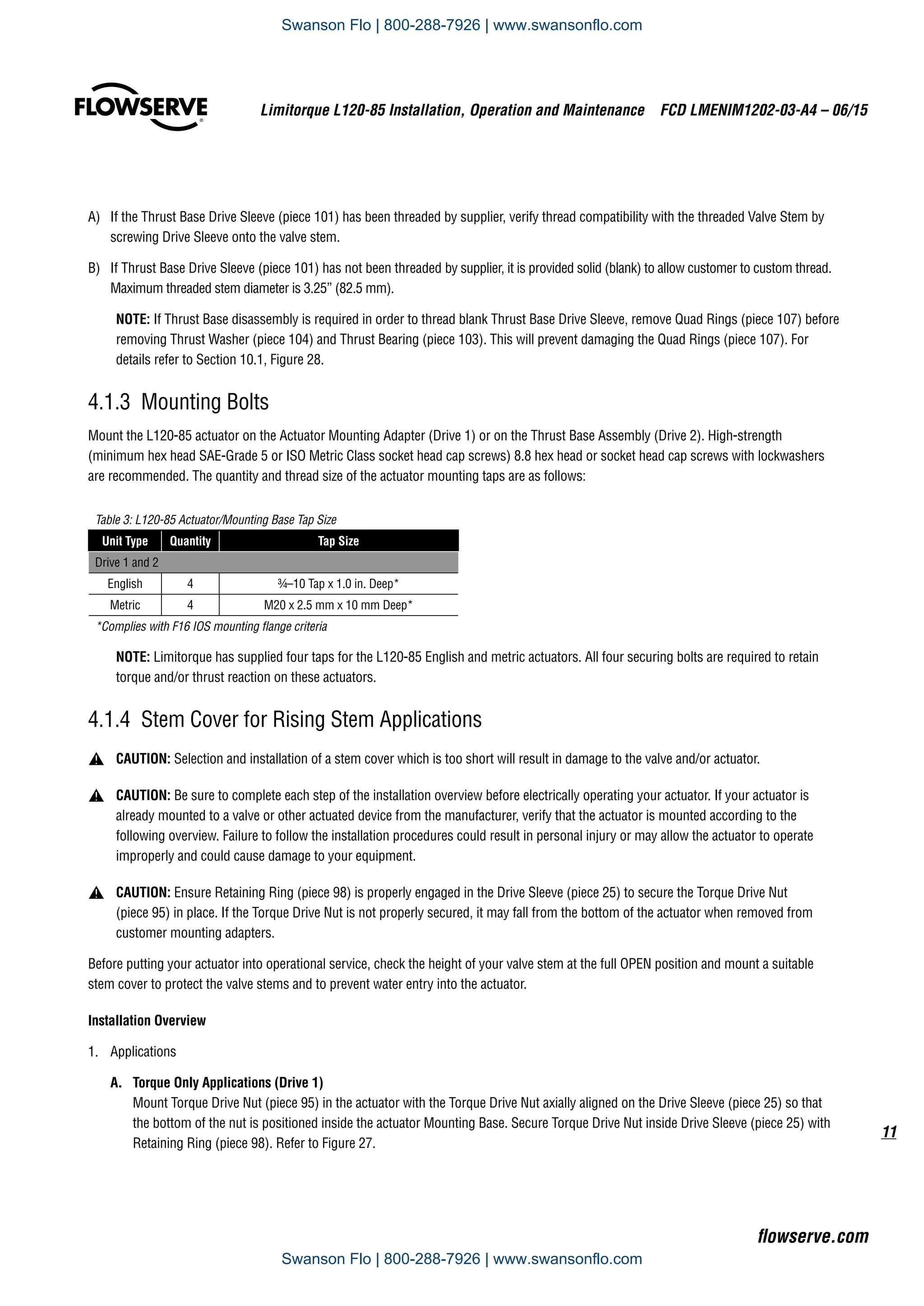 Flowserve Limitorque L120-85 Electric Actuator IOM | PDF