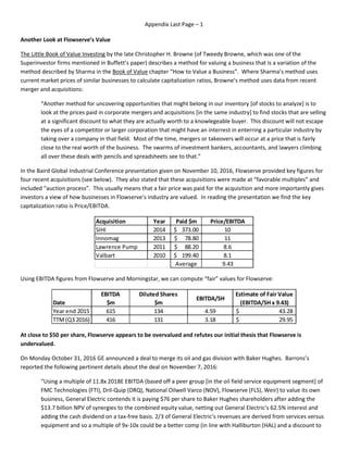 Value Investment Class Project - Flowserve | PDF