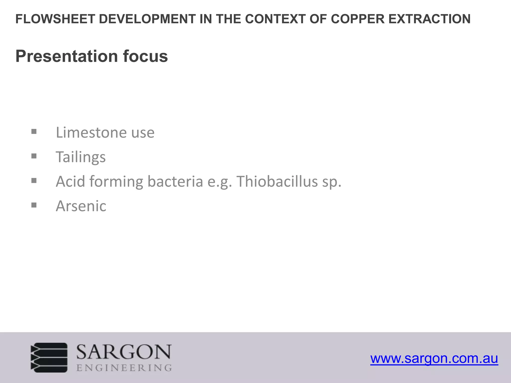 Flowsheet development in the context of copper extraction | PPTX
