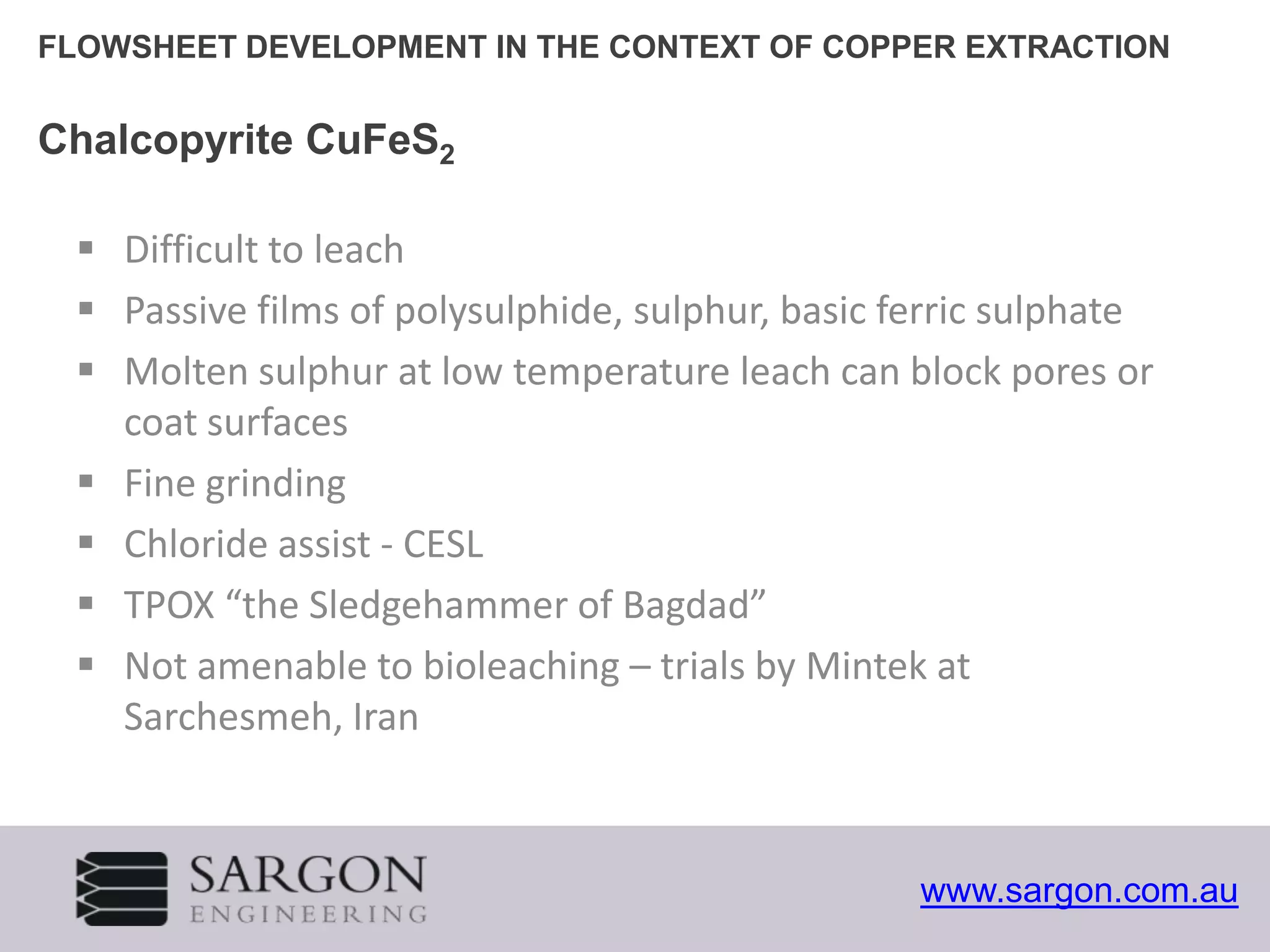 Flowsheet development in the context of copper extraction | PPTX
