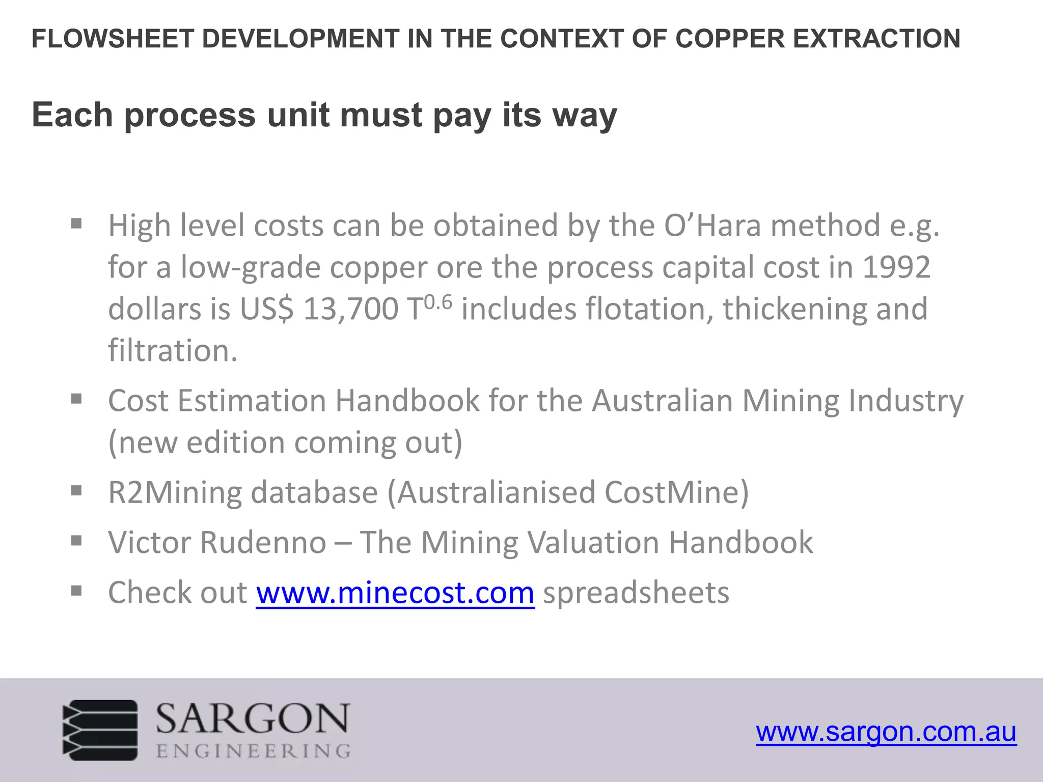 Flowsheet development in the context of copper extraction | PPTX