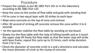 Flow test for fresh concrete | PPTX