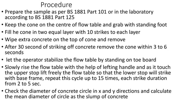 Flow test for fresh concrete | PPTX | Civil Engineering Industry ...